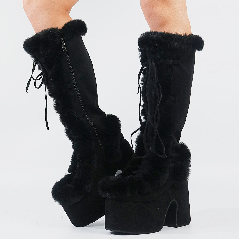 Kawaii Fur Platform Boots – Juneptune