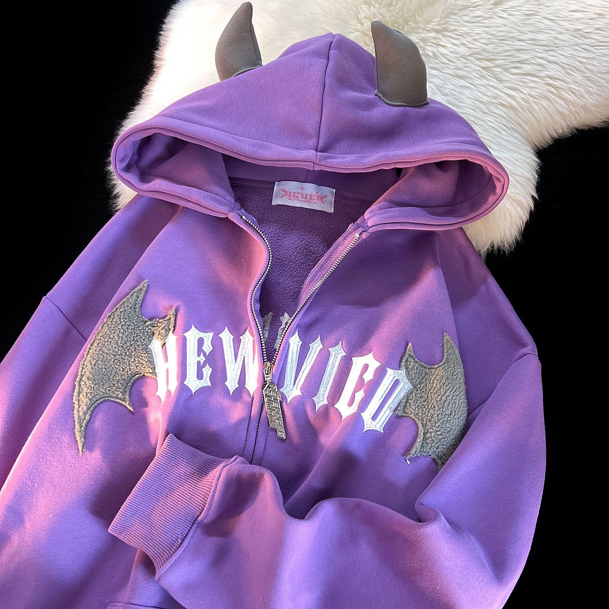 Devil Horns Embroidered Hoodie – Juneptune