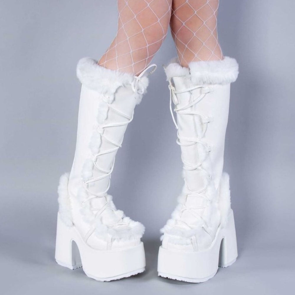 Kawaii Fur Platform Boots – Juneptune