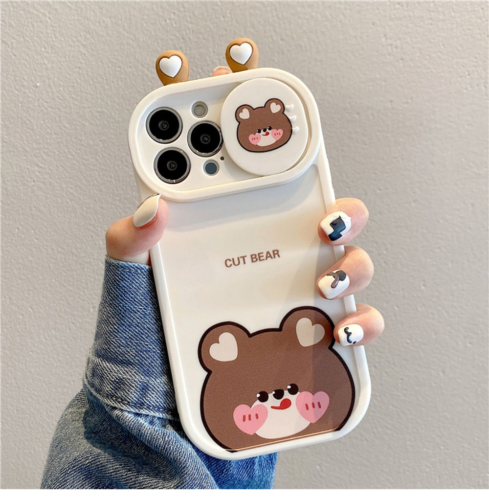 Kawaii Animal iPhone Case With Camera Cover – Juneptune
