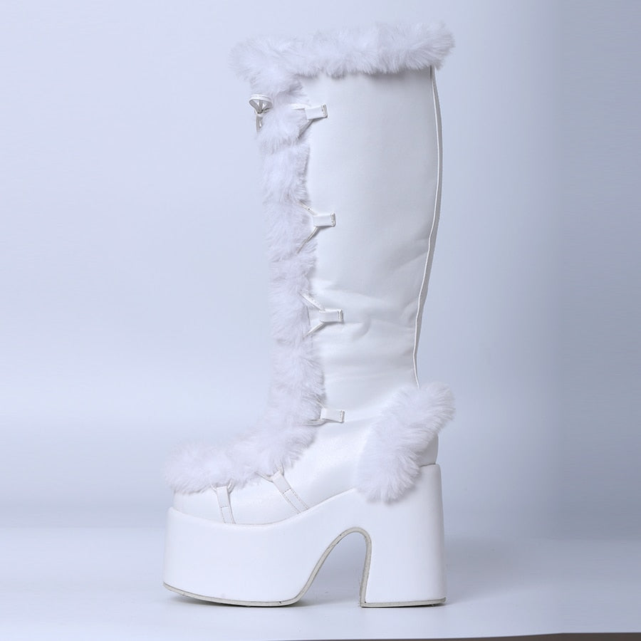 Kawaii Fur Platform Boots – Juneptune