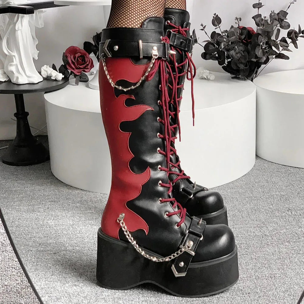 Gothic Flames Platform Boots – Juneptune