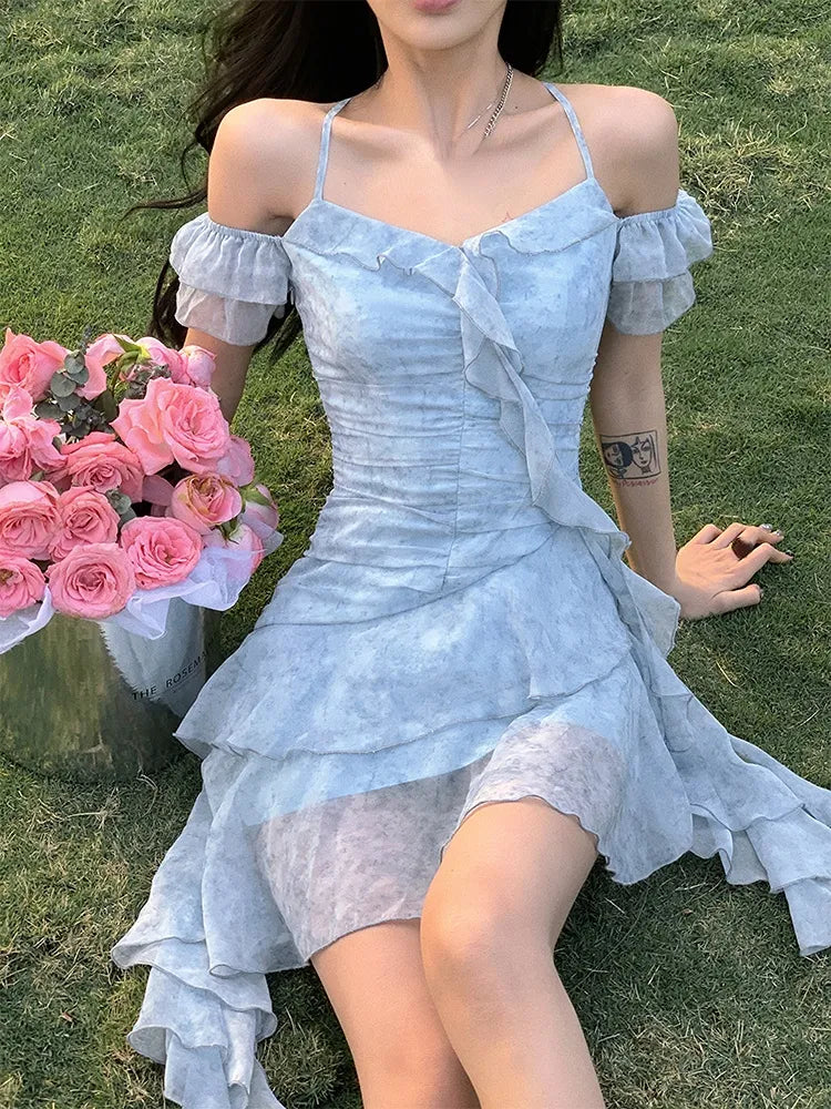 Floral Blue Lace Dress – Juneptune