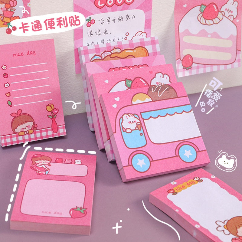 Kawaii Pink Stationery Sticky Notes – Juneptune