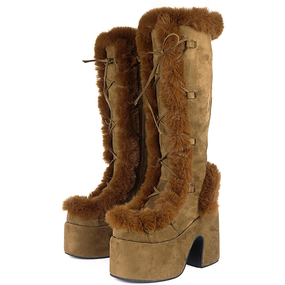 Kawaii Fur Platform Boots – Juneptune