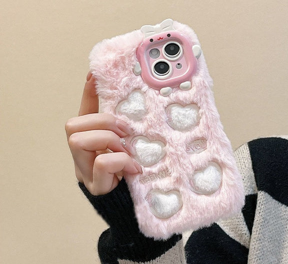 Kawaii Heart Fluffy iPhone Case – Juneptune