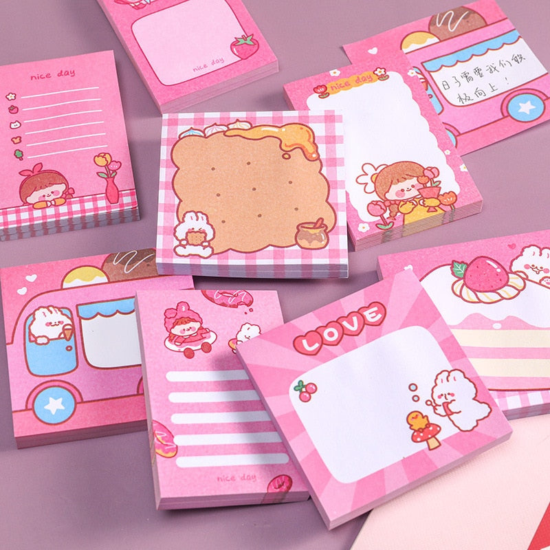Kawaii Pink Stationery Sticky Notes – Juneptune